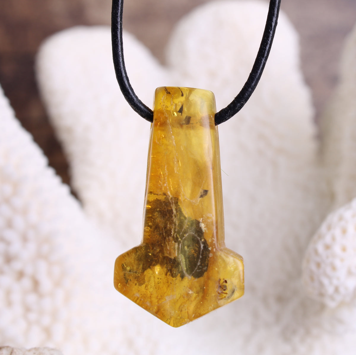 Budawi® Bernstein Anhänger Ketten Hals Schmuck Thors Hammer Mjölnir